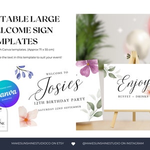 Minimalist Modern Party Welcome Poster Printable Birthday Party Sign ...