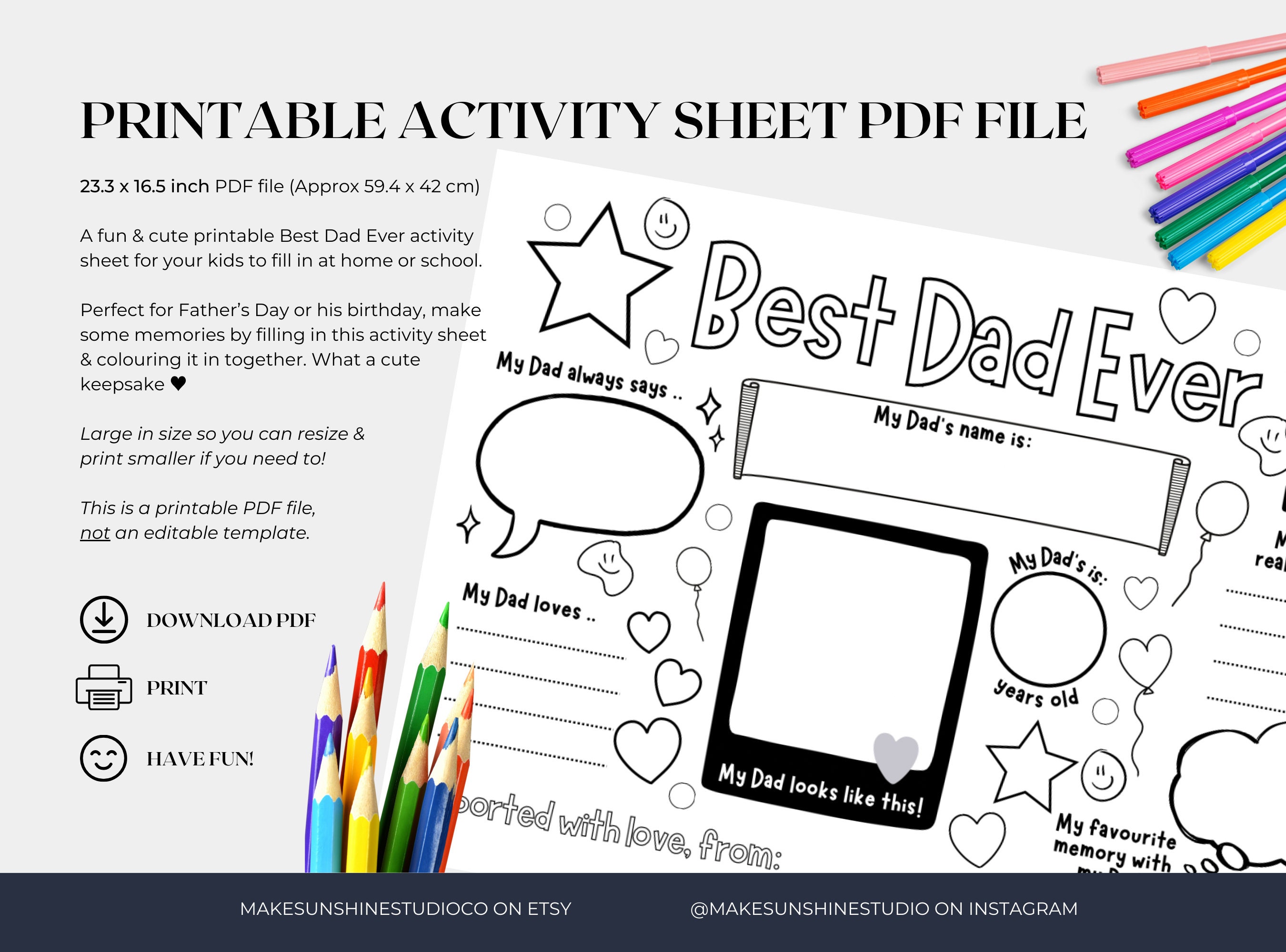 Fathers Day Printable Coloring Page Printable All About Dad Fill in ...