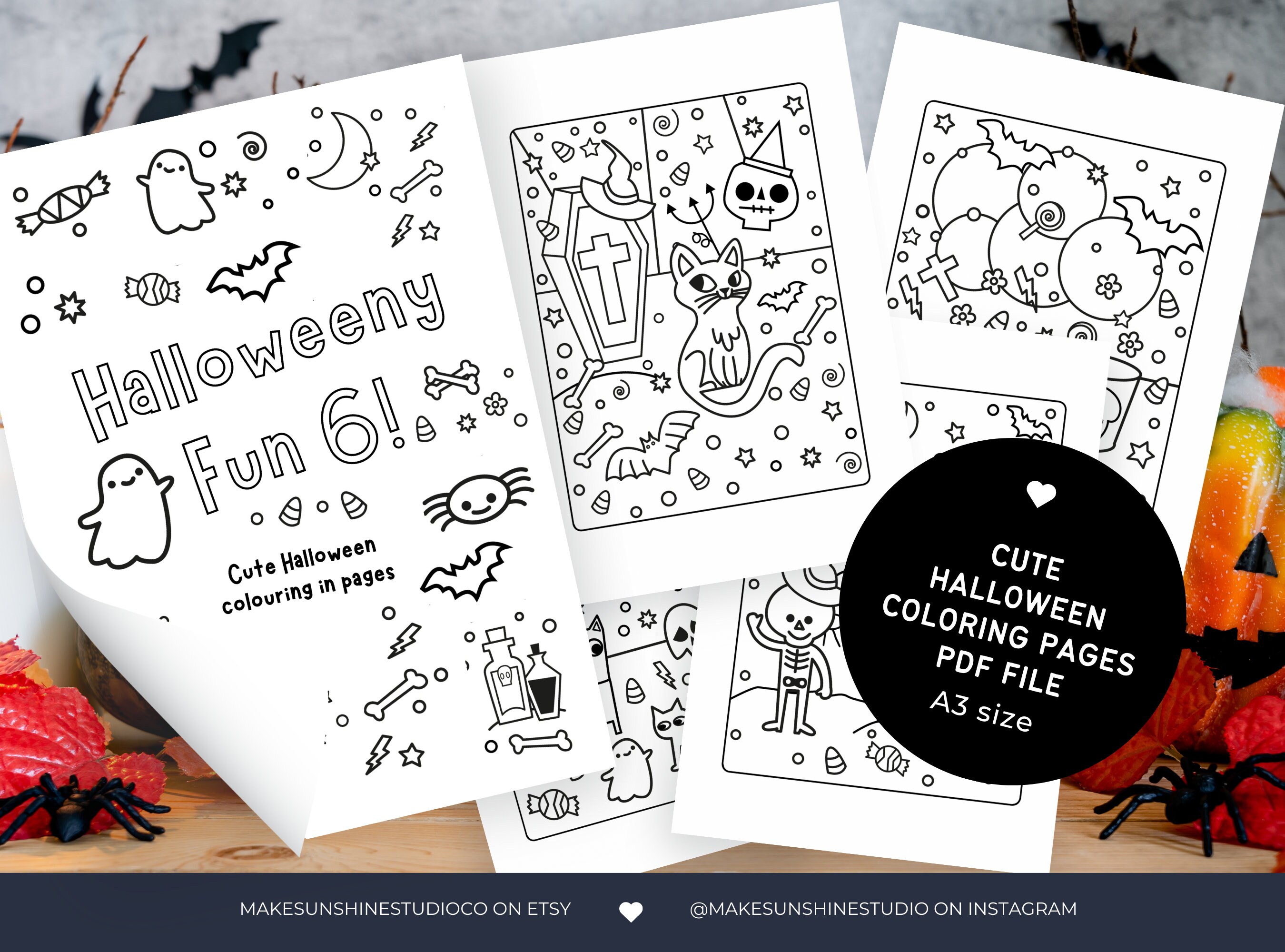 Cute Halloween Kids Coloring in Sheet Party Classroom Activity - Etsy