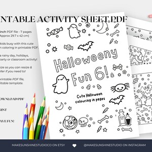 Cute Halloween Kids Coloring in Sheet Party Classroom Activity - Etsy