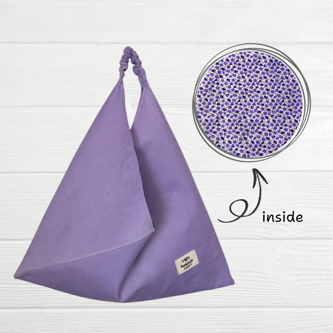 Corduroy JAPANESE ORIGAMI BAG, Large Size Triangle Tote Bag, Bento Bag ...