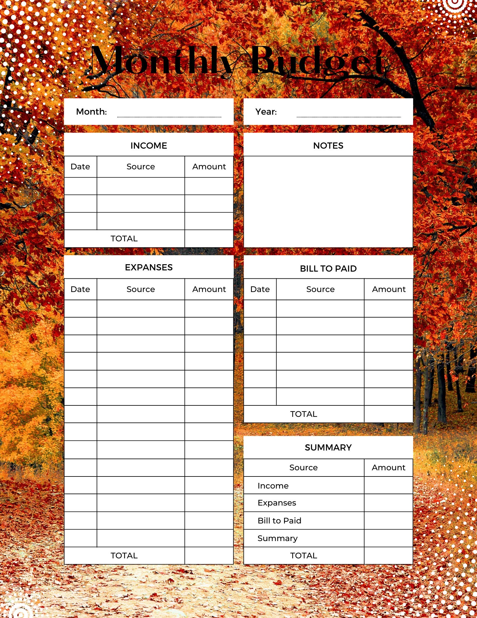 Monthly Budget Planner Printable PDF Monthly Budget Sheets Personal ...