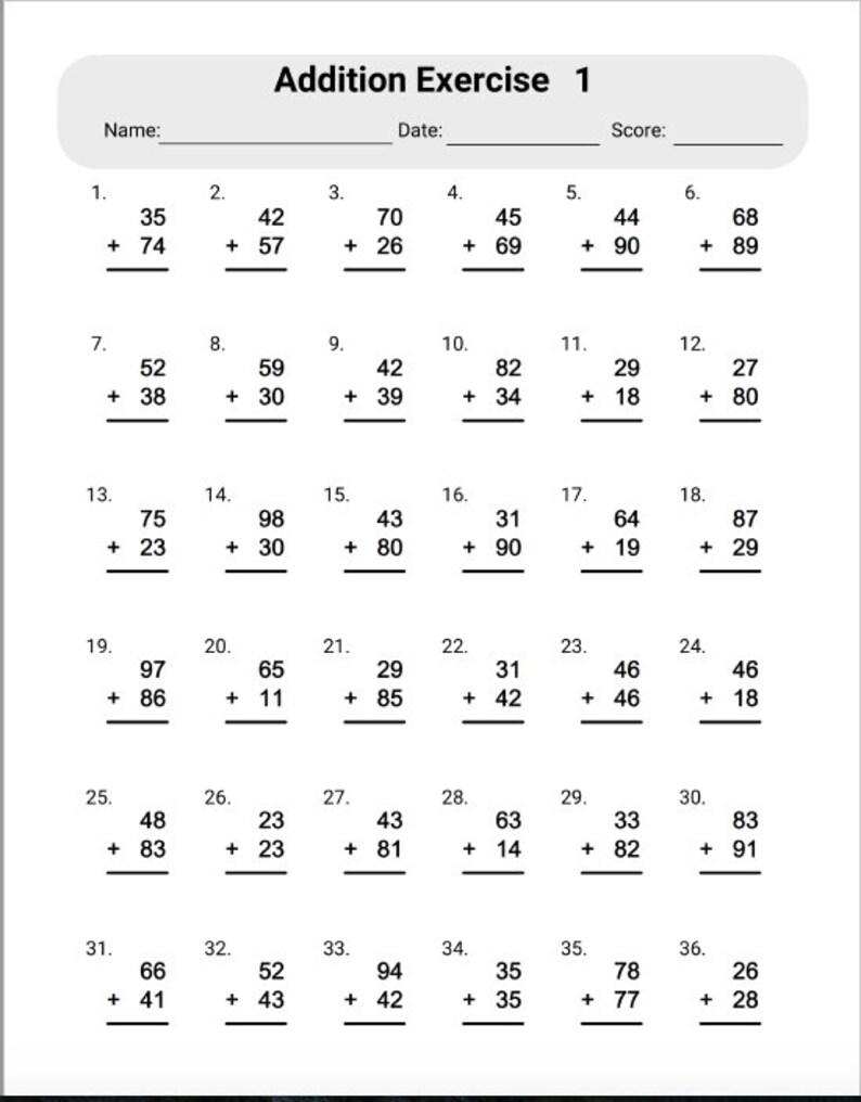 Addition And Subtraction Worksheet 76 Practice Sheets 2 736 Exercises