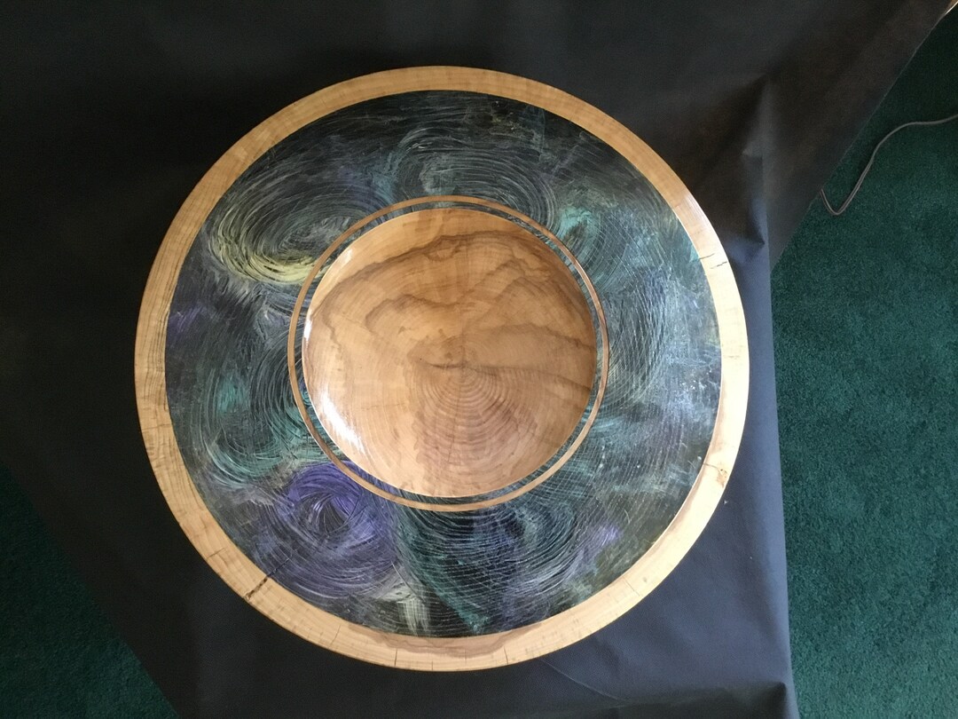 Hand Turned and Iridescent Painted Cosmic Cloud Platter - Etsy