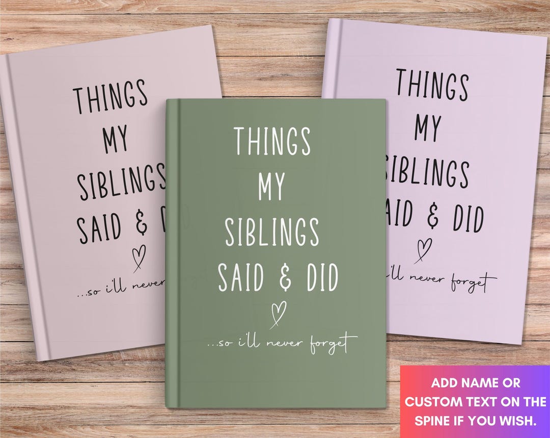 Siblings Notebk Personalized Family Memories Journal, Keepsake Gifts ...