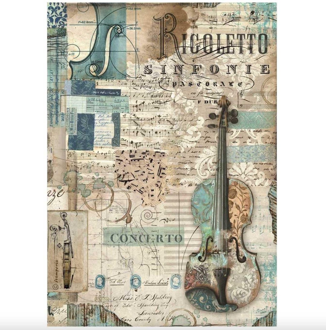 Rice Paper A4 - Violin - Music - Stamperia - Etsy