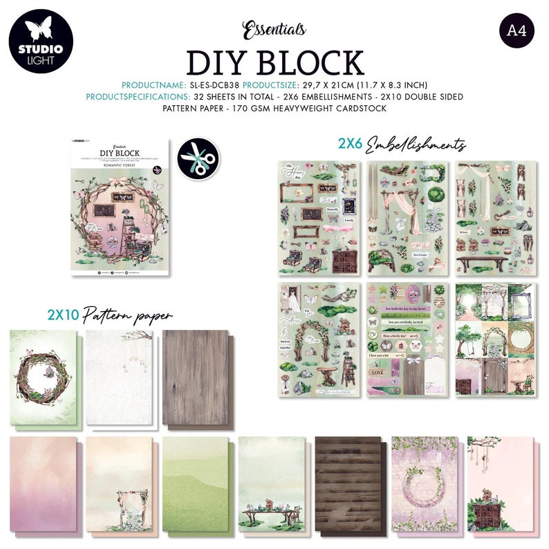 Romantic Forest - A4 DIY Paper Block - Die Cuts - Studio Light - Etsy