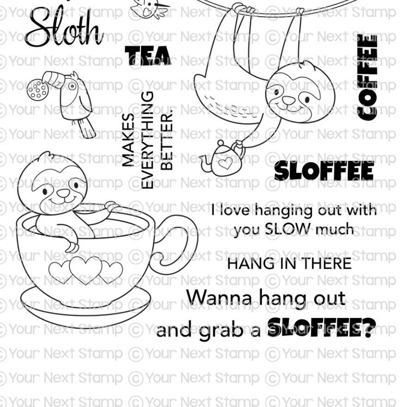 Sloth Rubber Stamp - Etsy