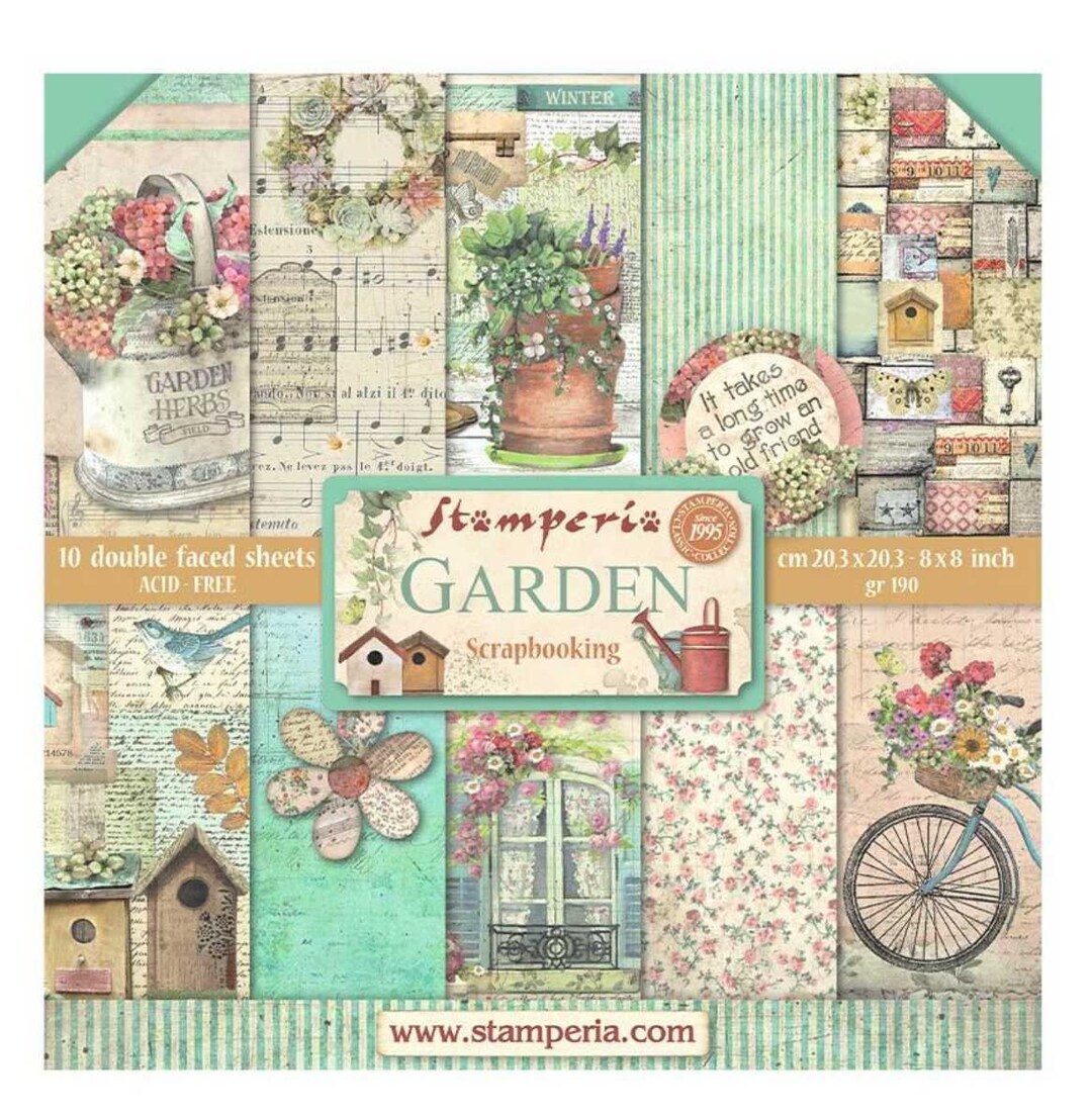 8x8 - Garden - Scrapbooking Pad - 10 Sheets - Stamperia - Etsy