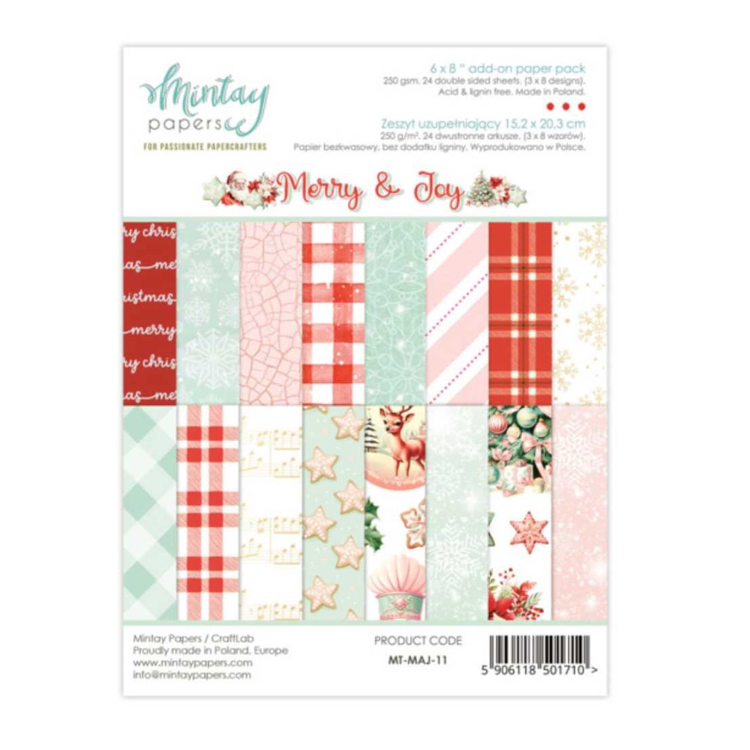 Merry & Joy - Add on Paper - 6x8 - Double Sided - Mintay Papers - Etsy
