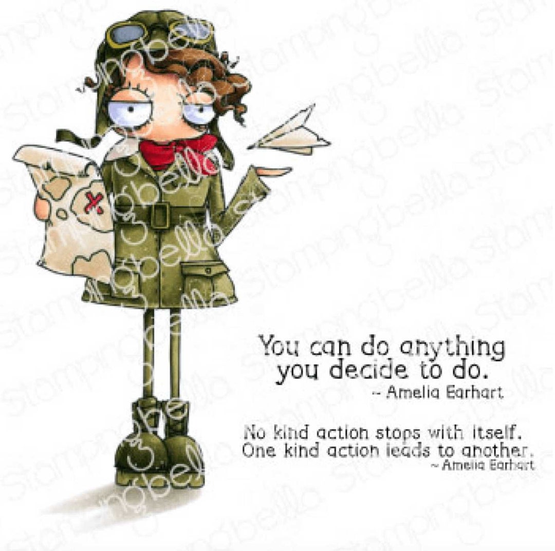 Stamping Bella - Rubber Stamp - Oddball Collection - Amelia Earhart - Etsy