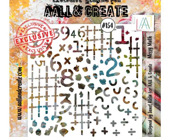 Aall and Create - MESSY MATH - 6x6 - Stencil - Janet Klein - #154 - Etsy