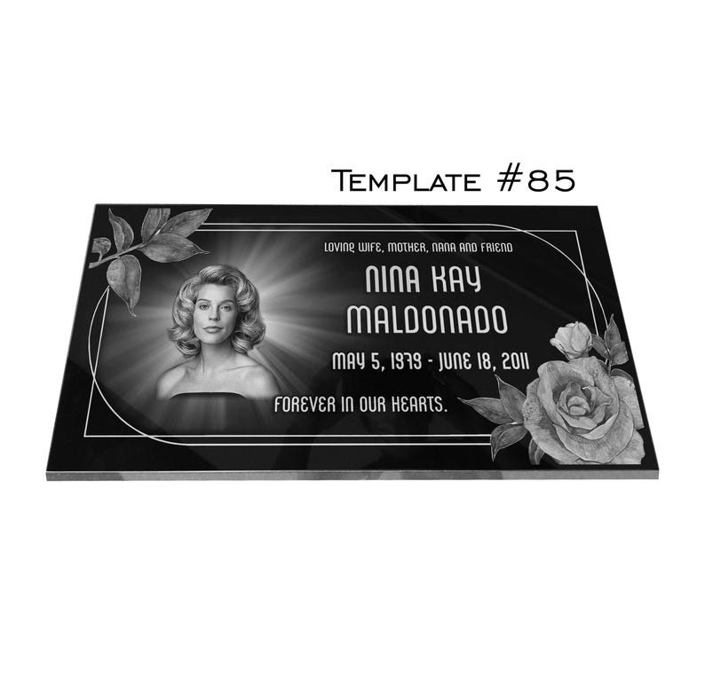 24"x12" Personalized Memorial Black Granite Tombstone, Headstone With ...