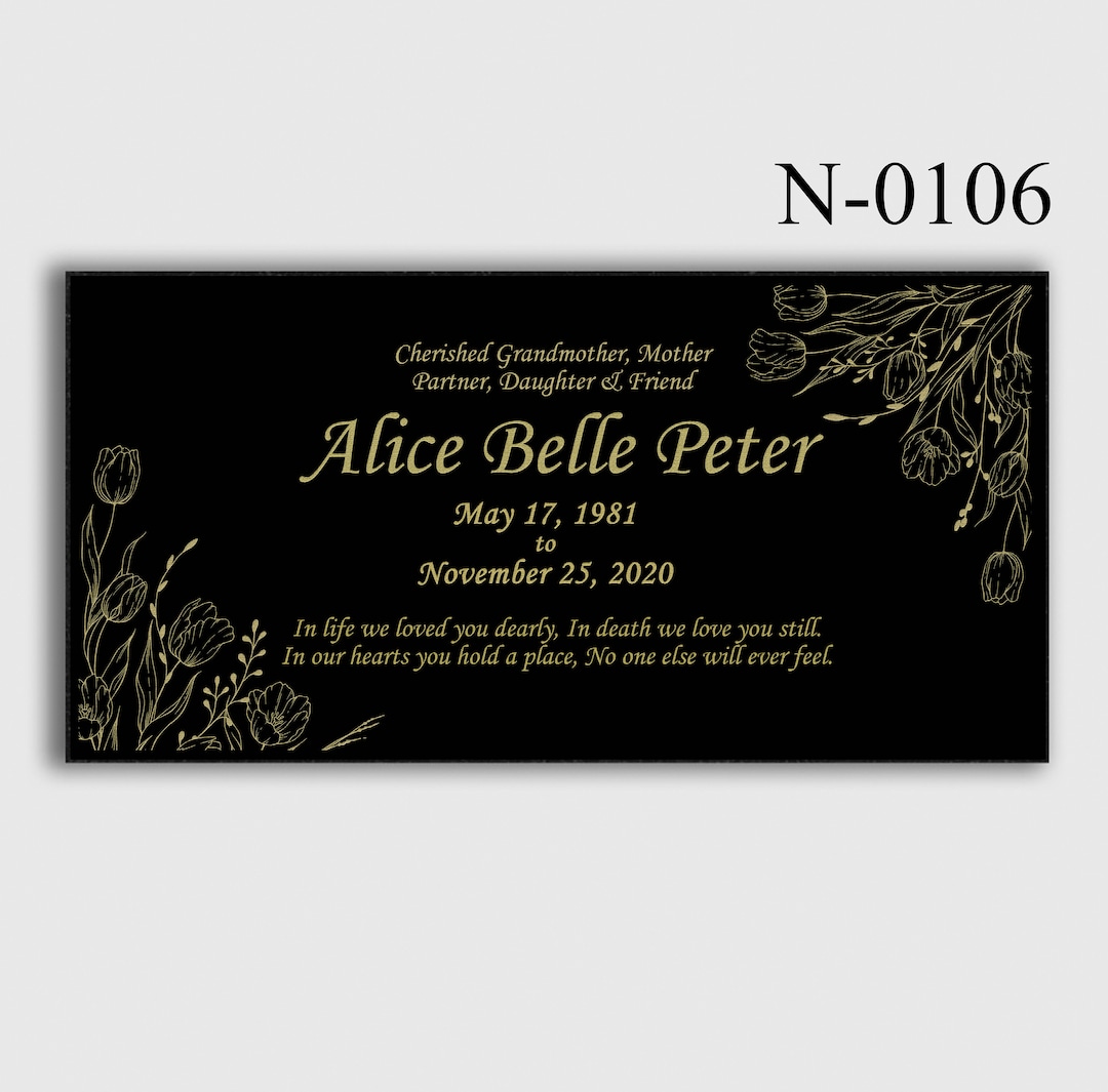 Personalized Memorial Black Granite Tombstone, Headstone With Custom ...