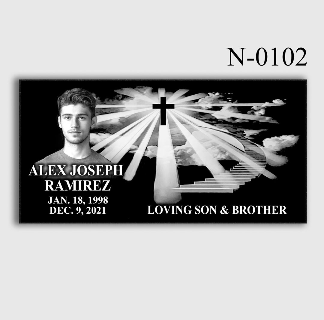 Personalized Memorial Black Granite Tombstone, Headstone With Custom ...