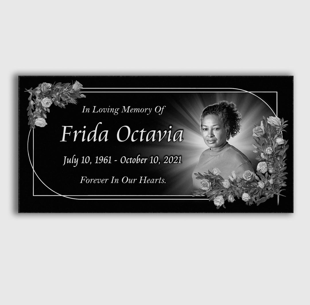 Grave Marker 16x8x3 Inches, Personalized & Engraved on Black Granite ...