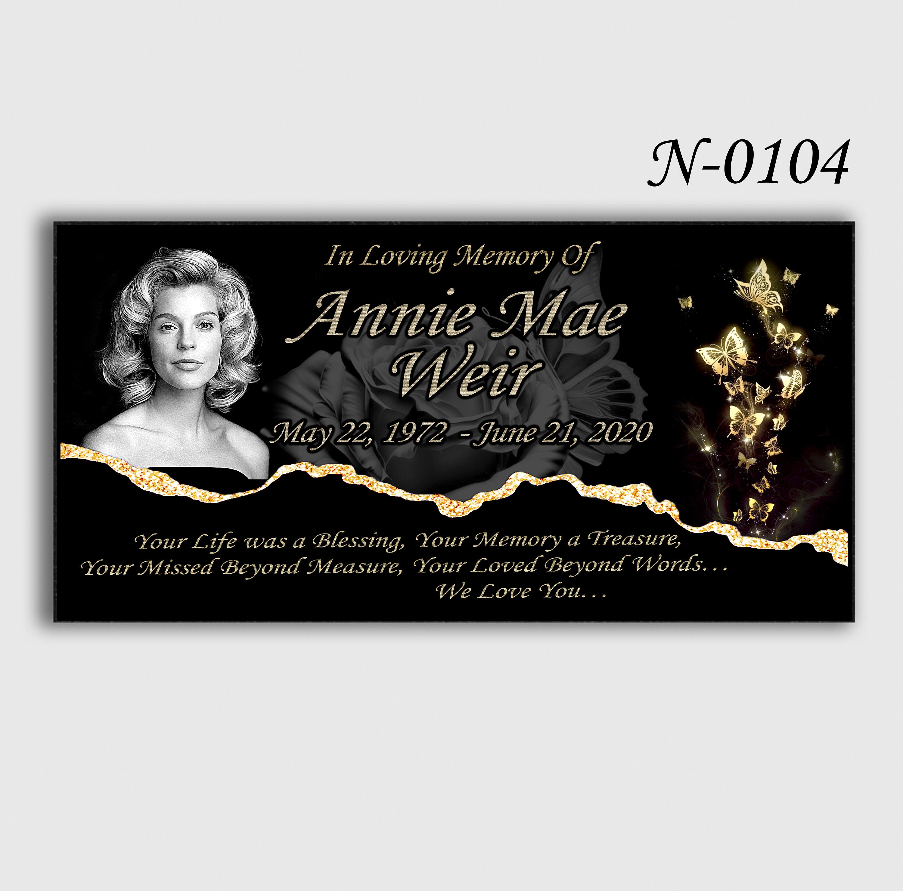 Personalized Memorial Black Granite Tombstone, Headstone With Custom ...