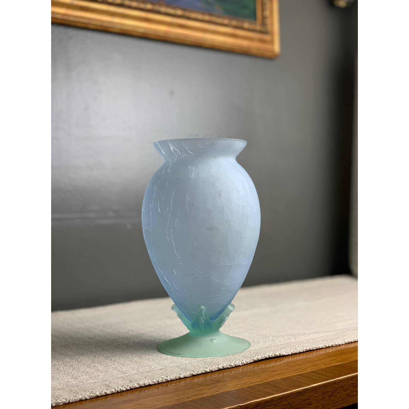 Vintage Italian Style Satin Art Glass Vase Crackle Pastel - Etsy