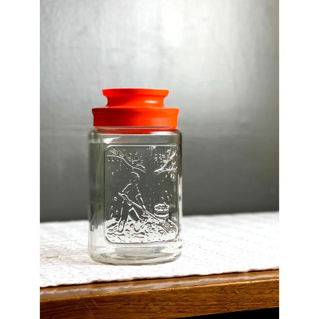 Vintage Retro Canister Jar With Original Orange Lid, Anchor Hocking ...