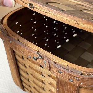Antique Oak Splint New England Picnic Basket by the Shelton Basket Co ...