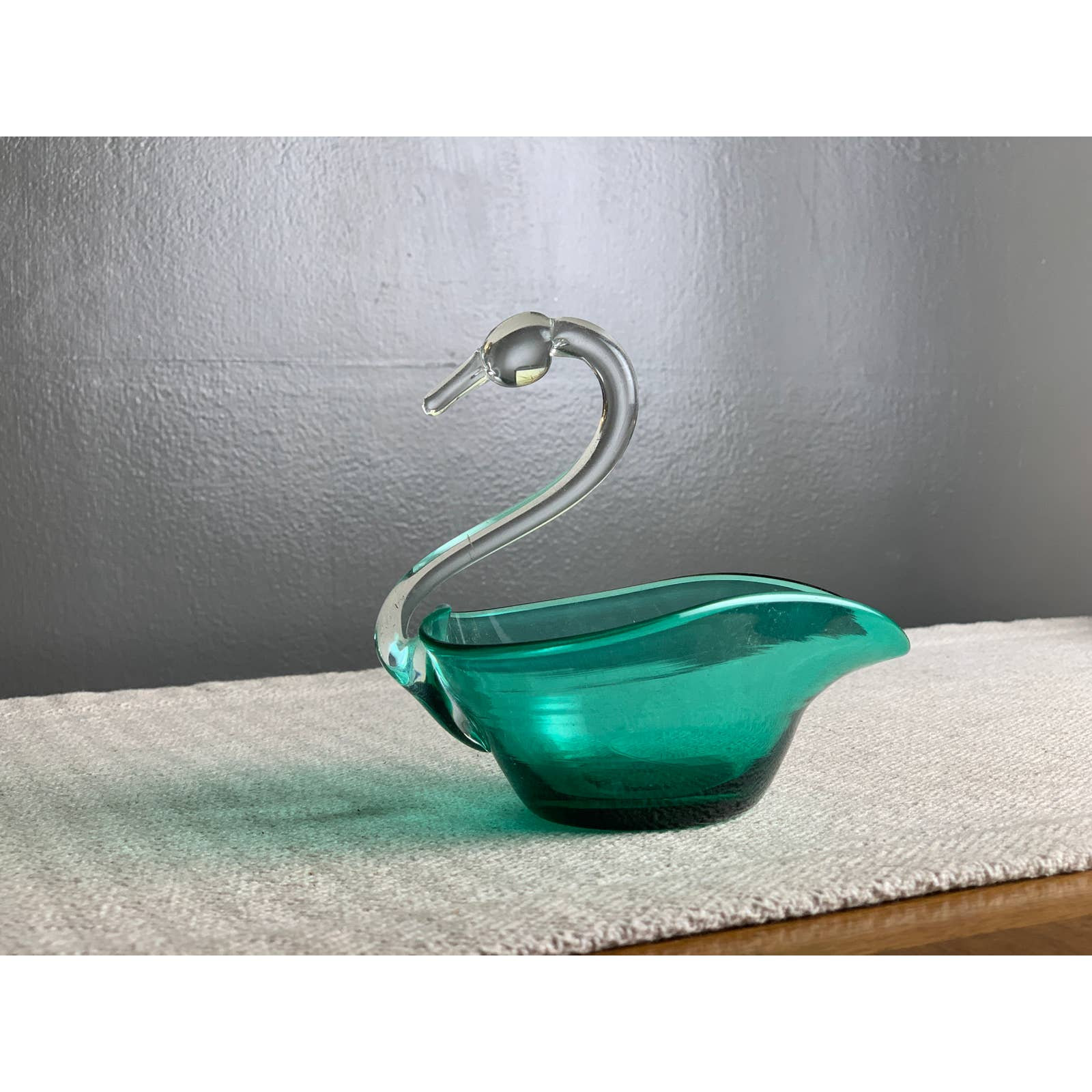 Vintage Handblown Art Glass Swan Bowl in Green Color - Etsy