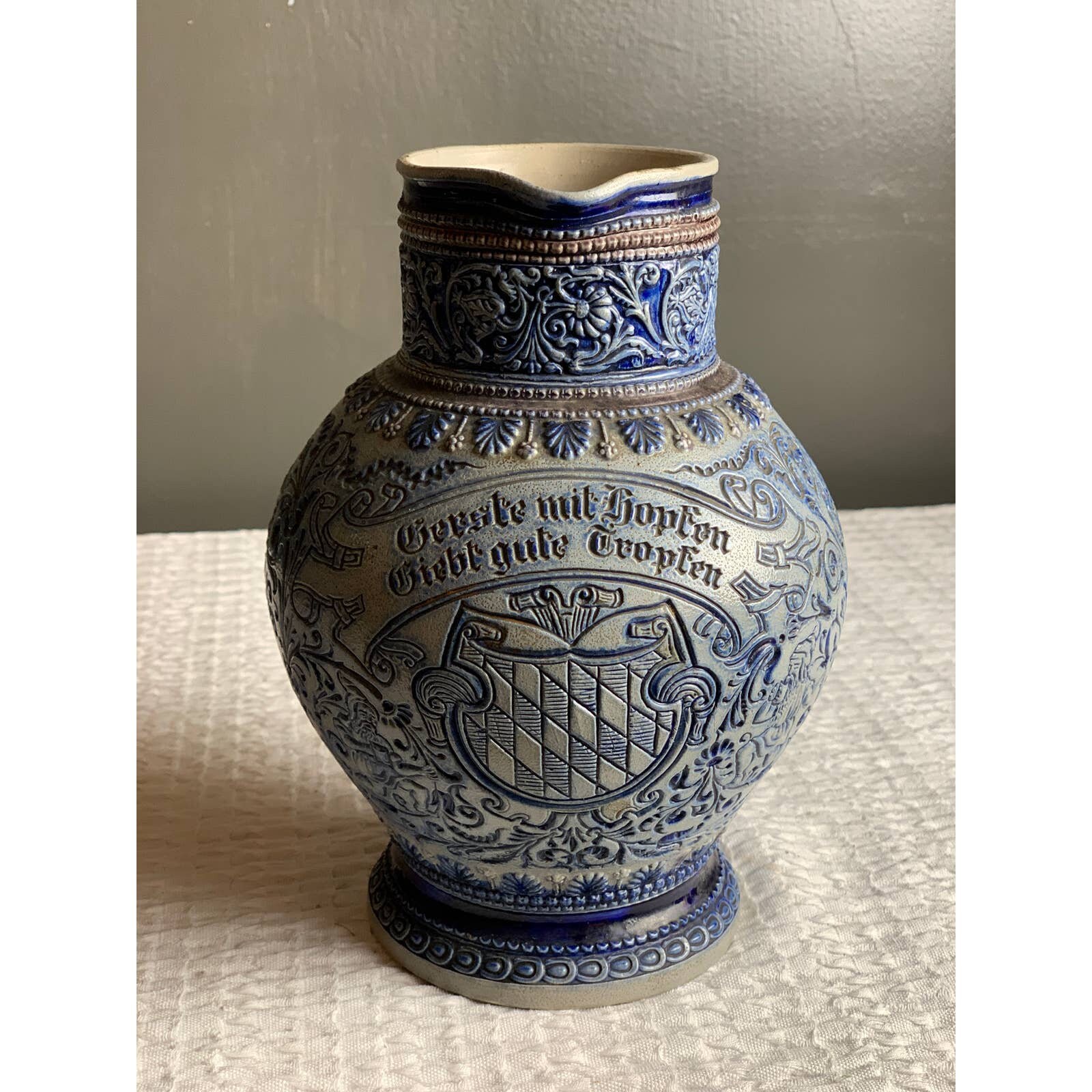 Antique 19th Century Westerwald German Beer Jug in Salt Glazed Pottery ...