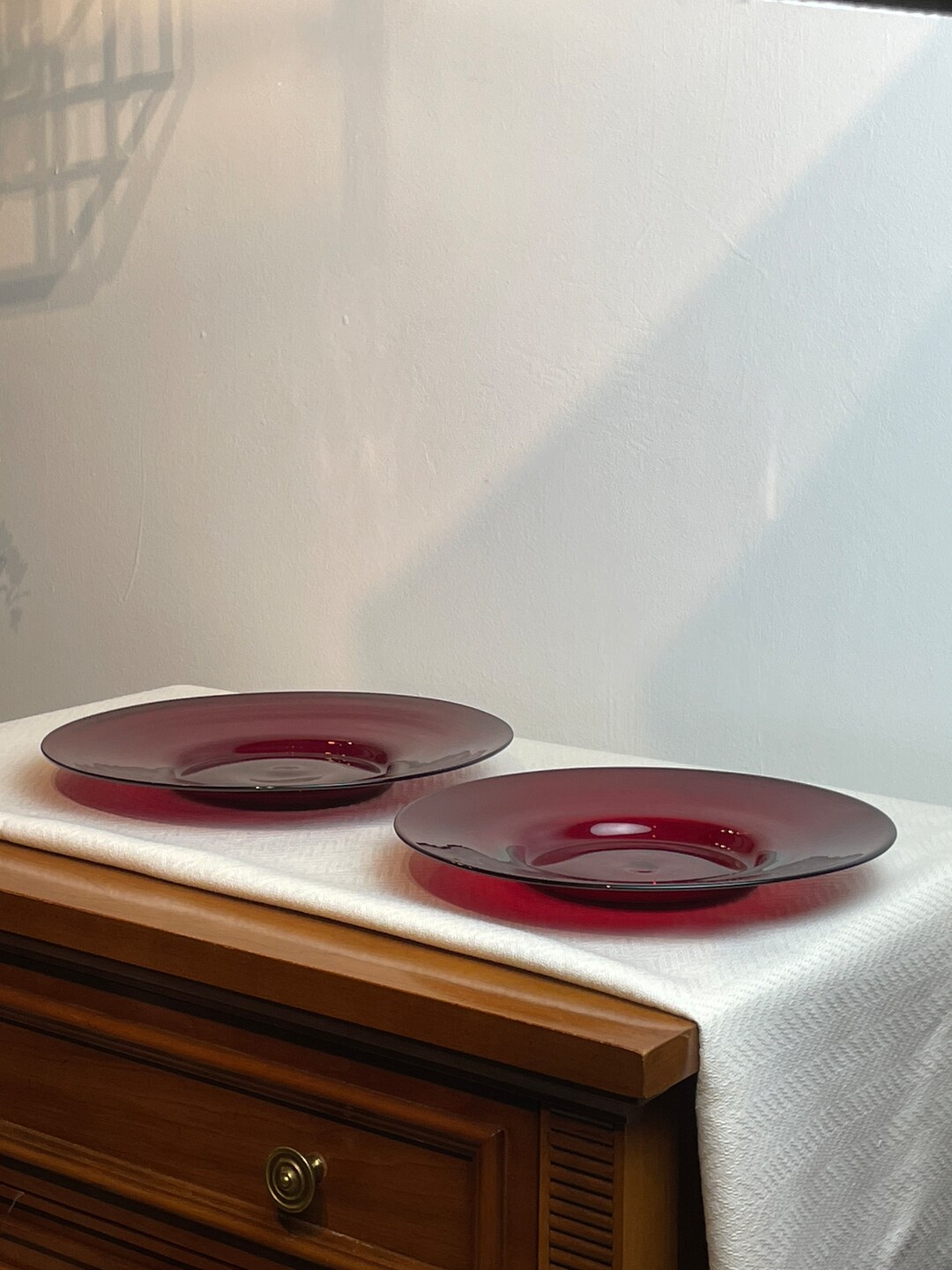 Mid Century Italian Murano Gradiuated Ruby Red Plates, Manner of ...