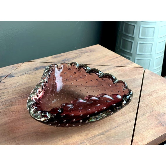 MCM Murano Geode Small Art Glass Bowl in Amethyst Controlled - Etsy