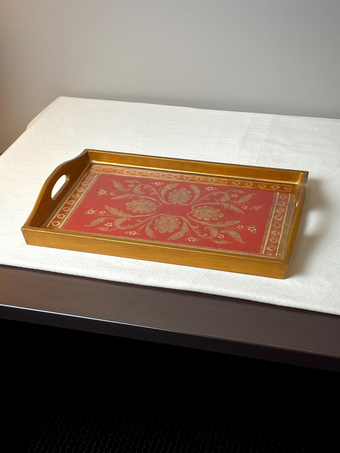 Vintage Peruvian Reverse Painted Glass Handled Cocktail Tray by Robert ...