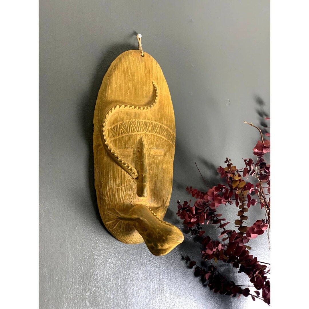 Mid Century Mayan Face & Iguana Lizard Mask Hand Built Reproduction ...