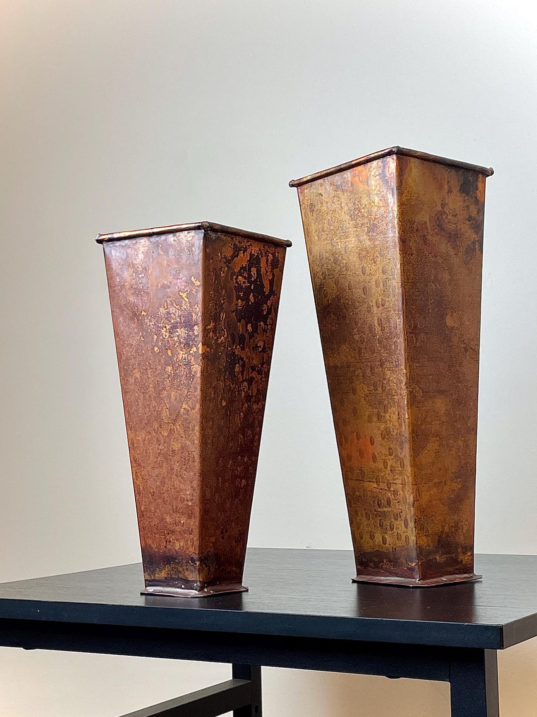 Vintage Turkish Hammered Copper Graduated Vessels Pair | Open Torch ...