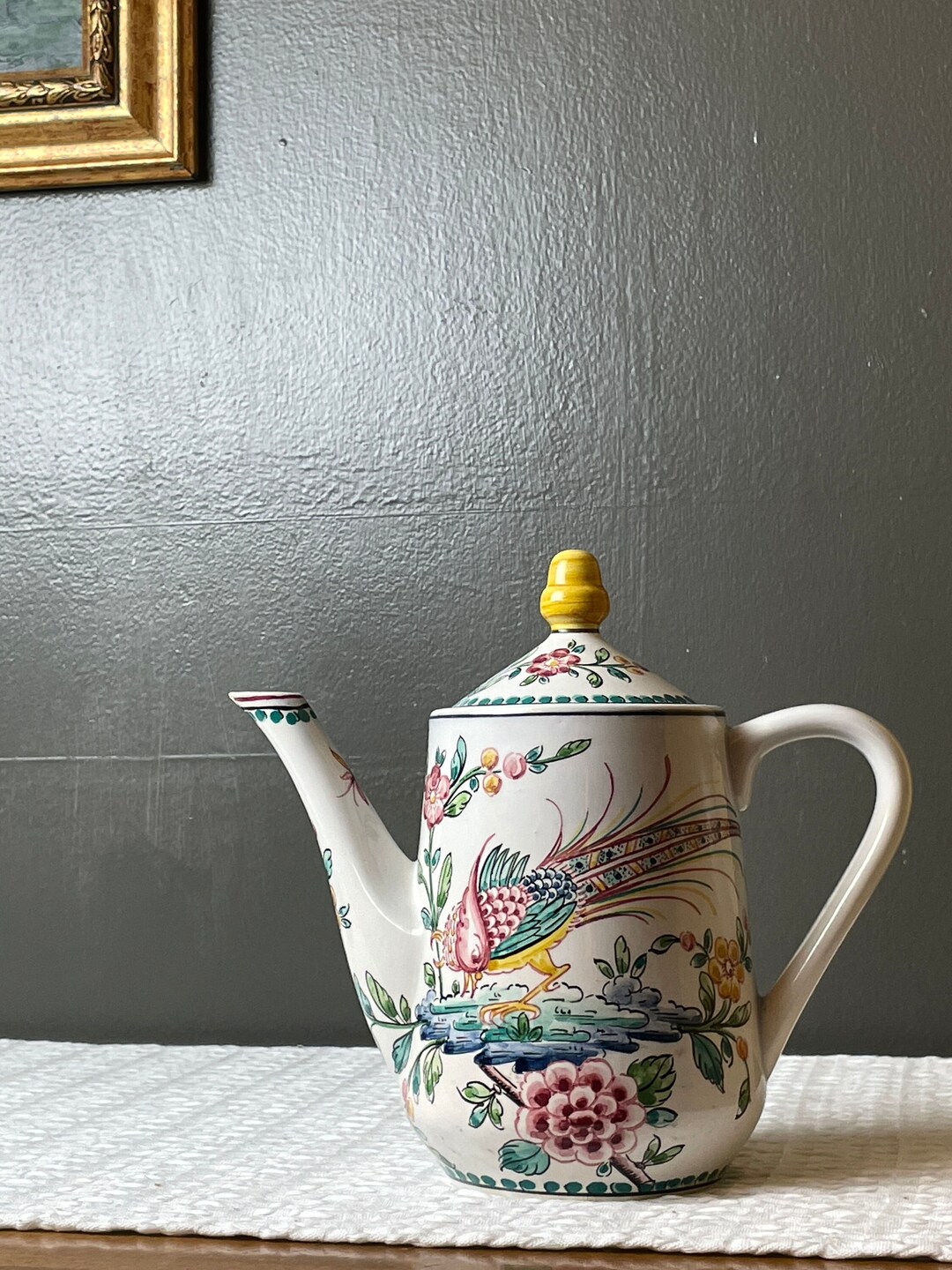 Vintage Portuegese Pottery Teapot With Hand Painted Pheasant Bird by ...