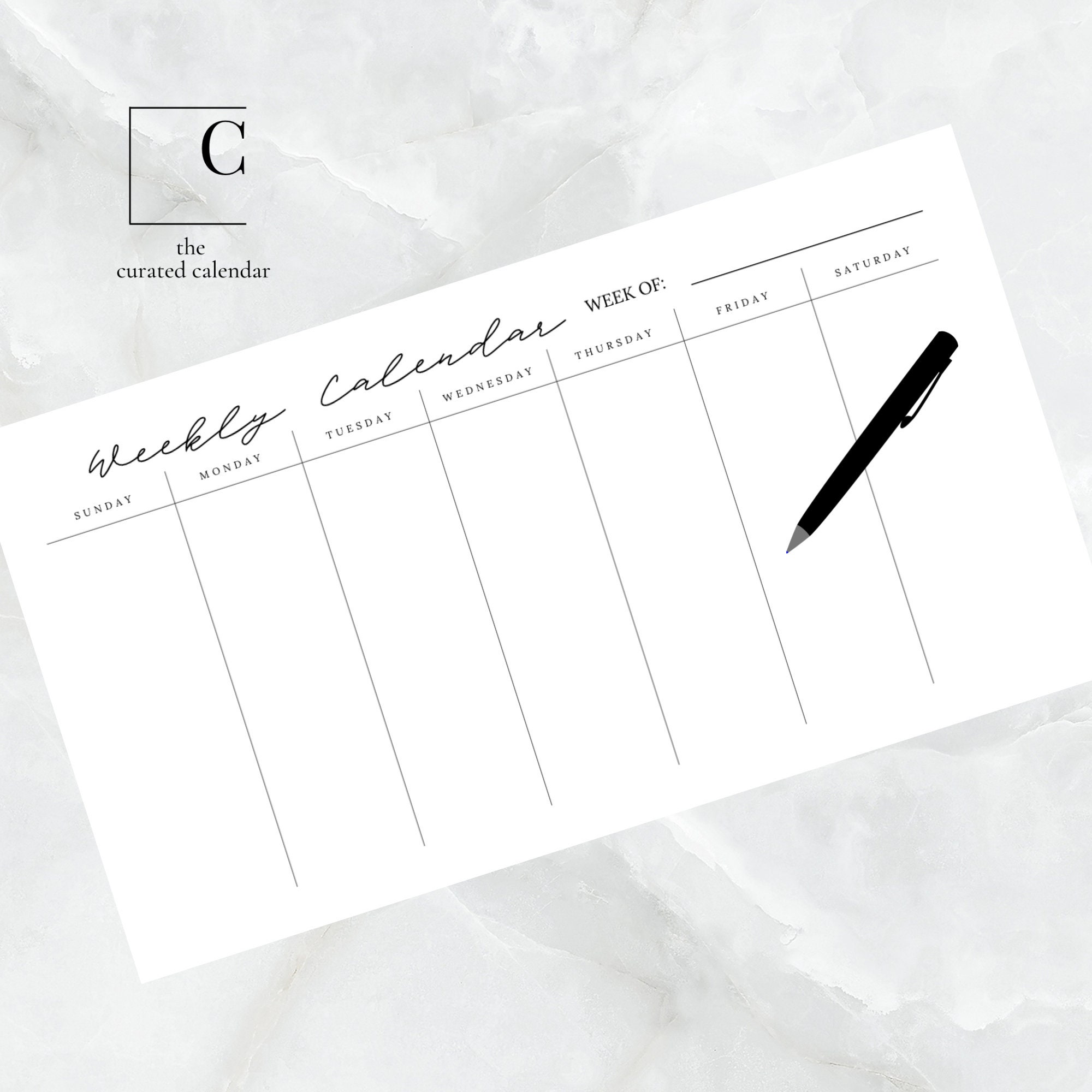 Simple Weekly Calendar Blank Weekly Planner - Etsy