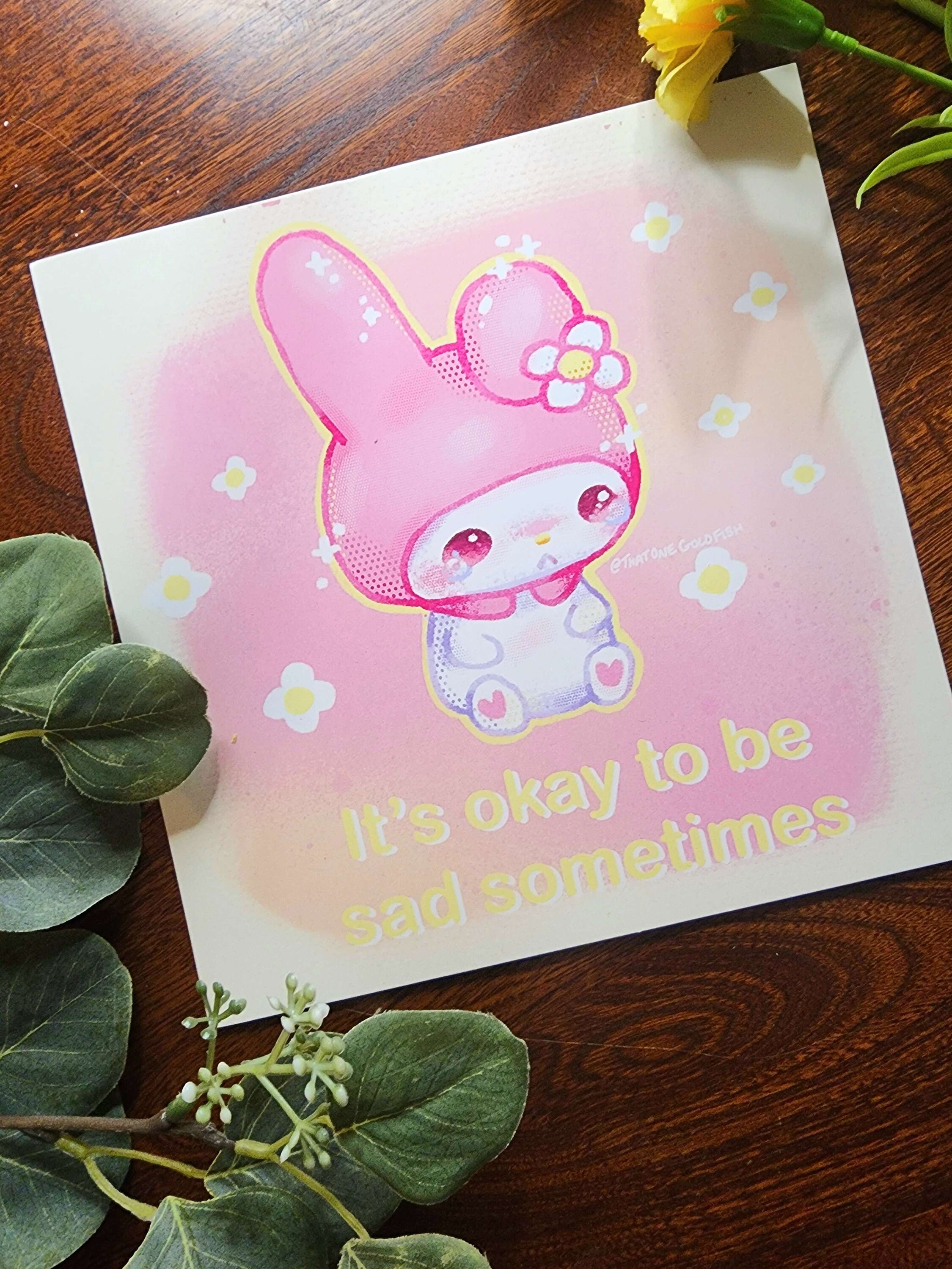 Sad My Melody Print - Etsy