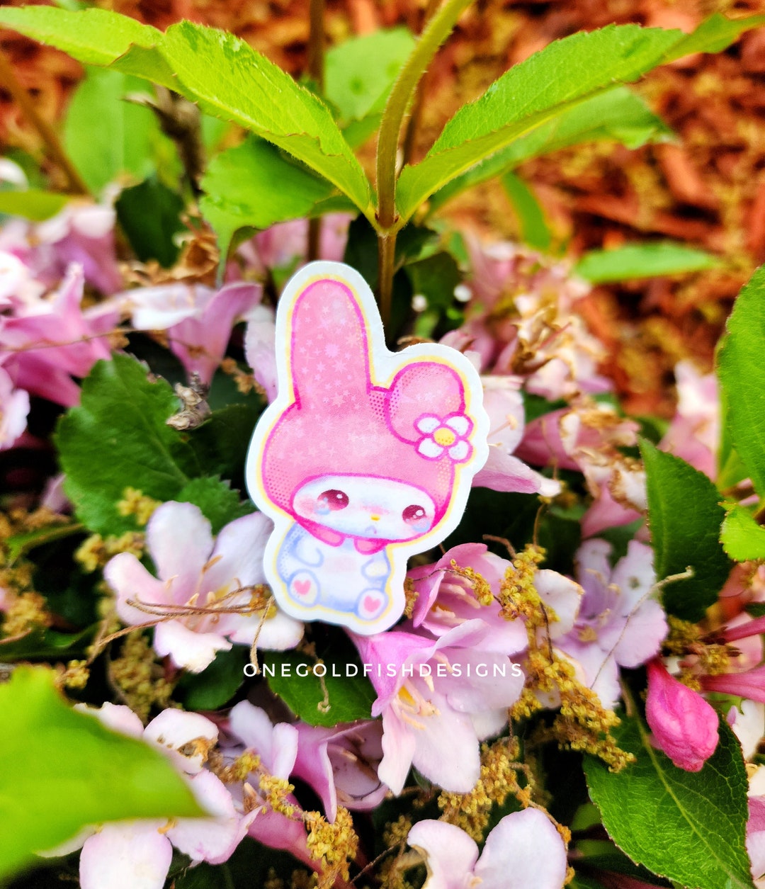 Sad My Melody Vinyl Sticker, Sparkly Holo Overlay - Etsy