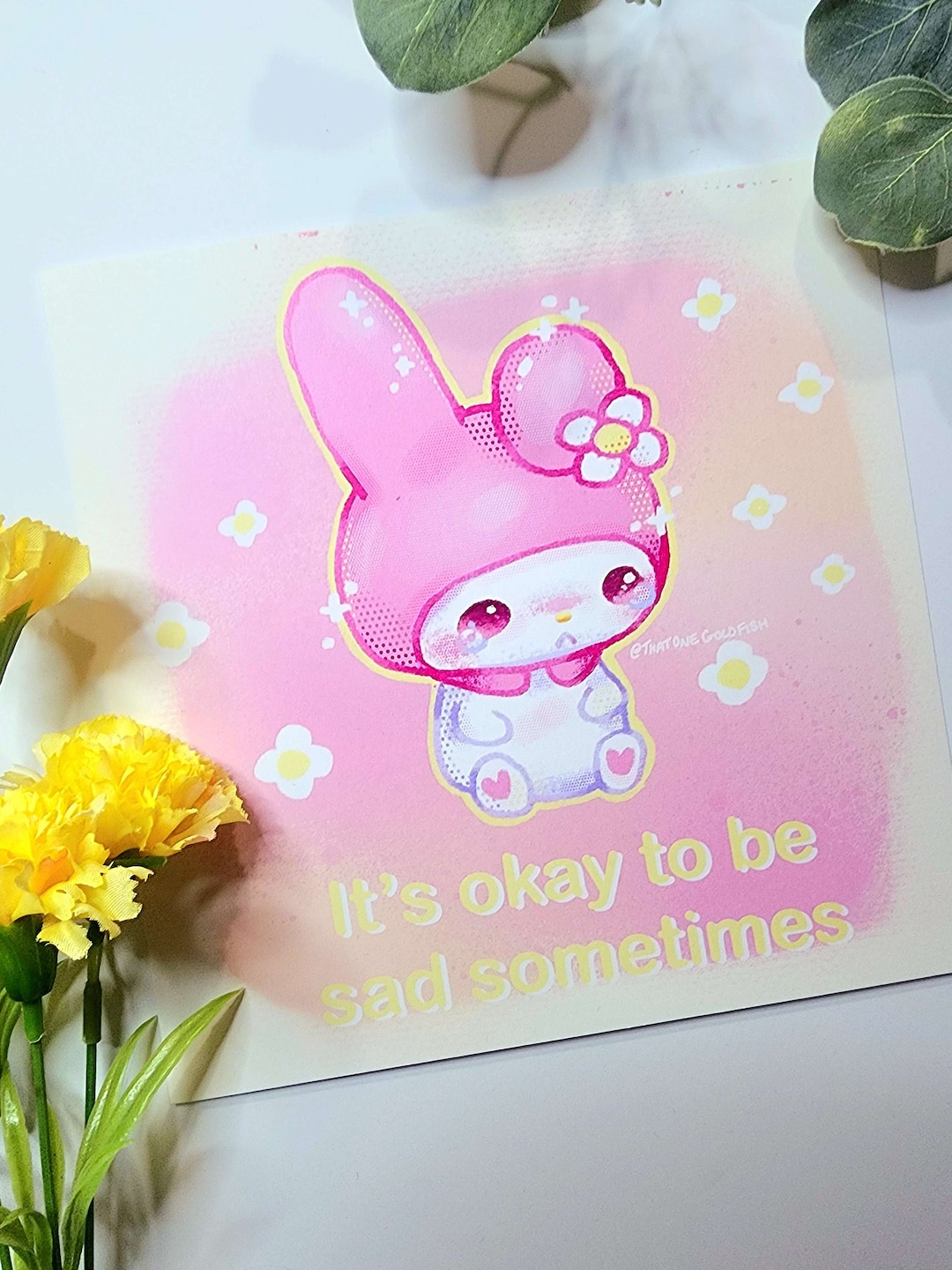 Sad My Melody Print - Etsy