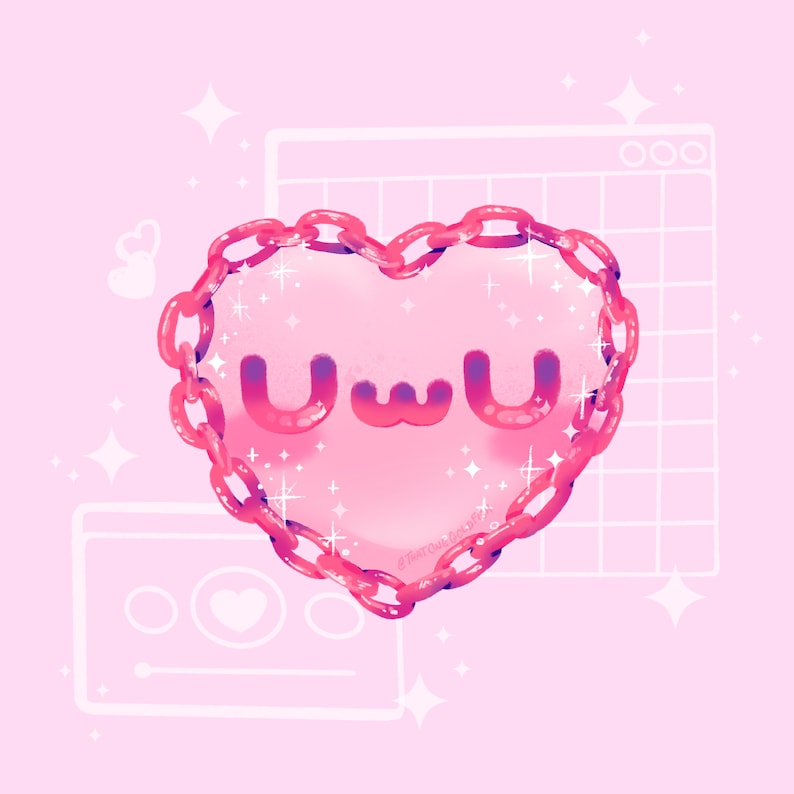Kawaii Uwu Heart Print - Etsy