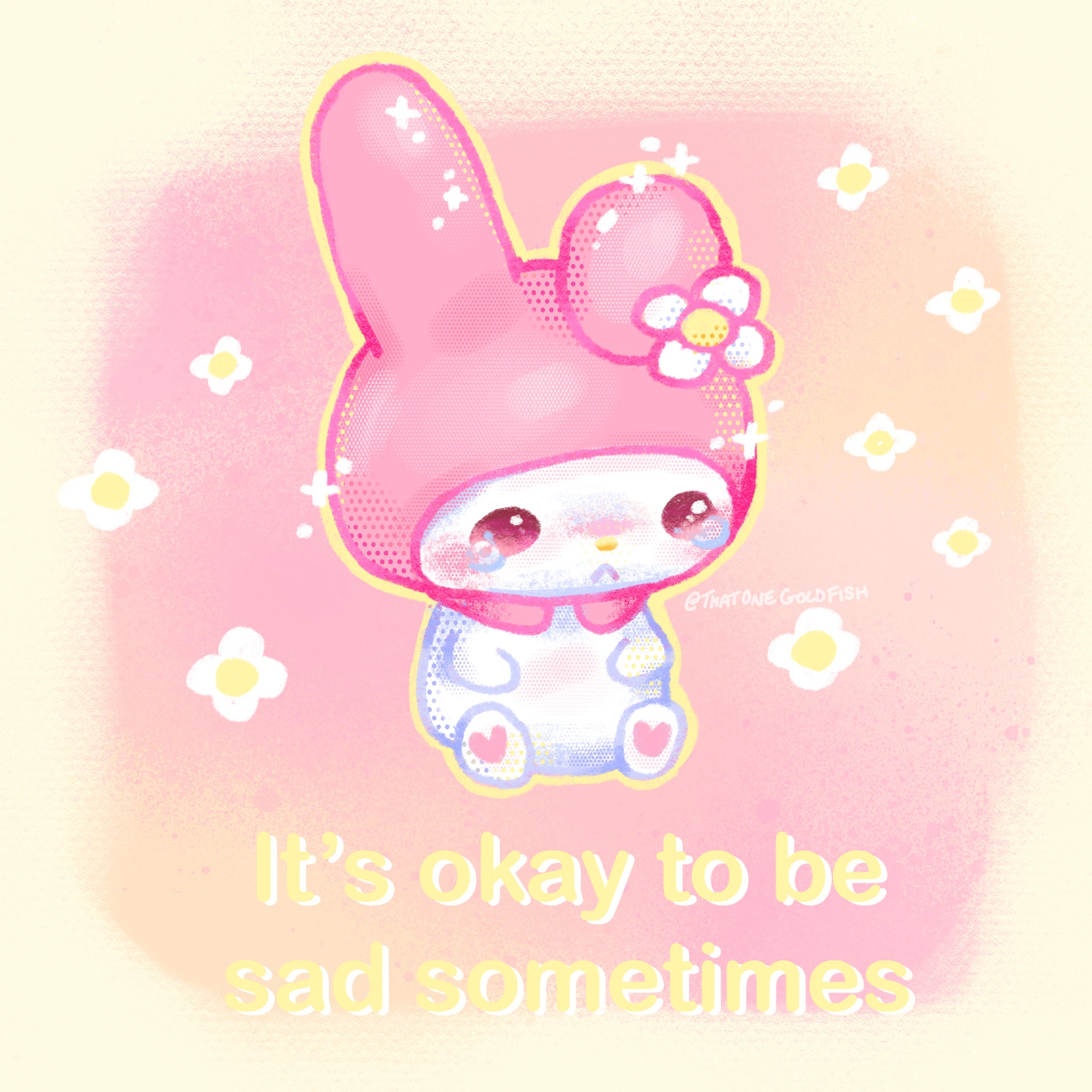 Sad My Melody Print - Etsy