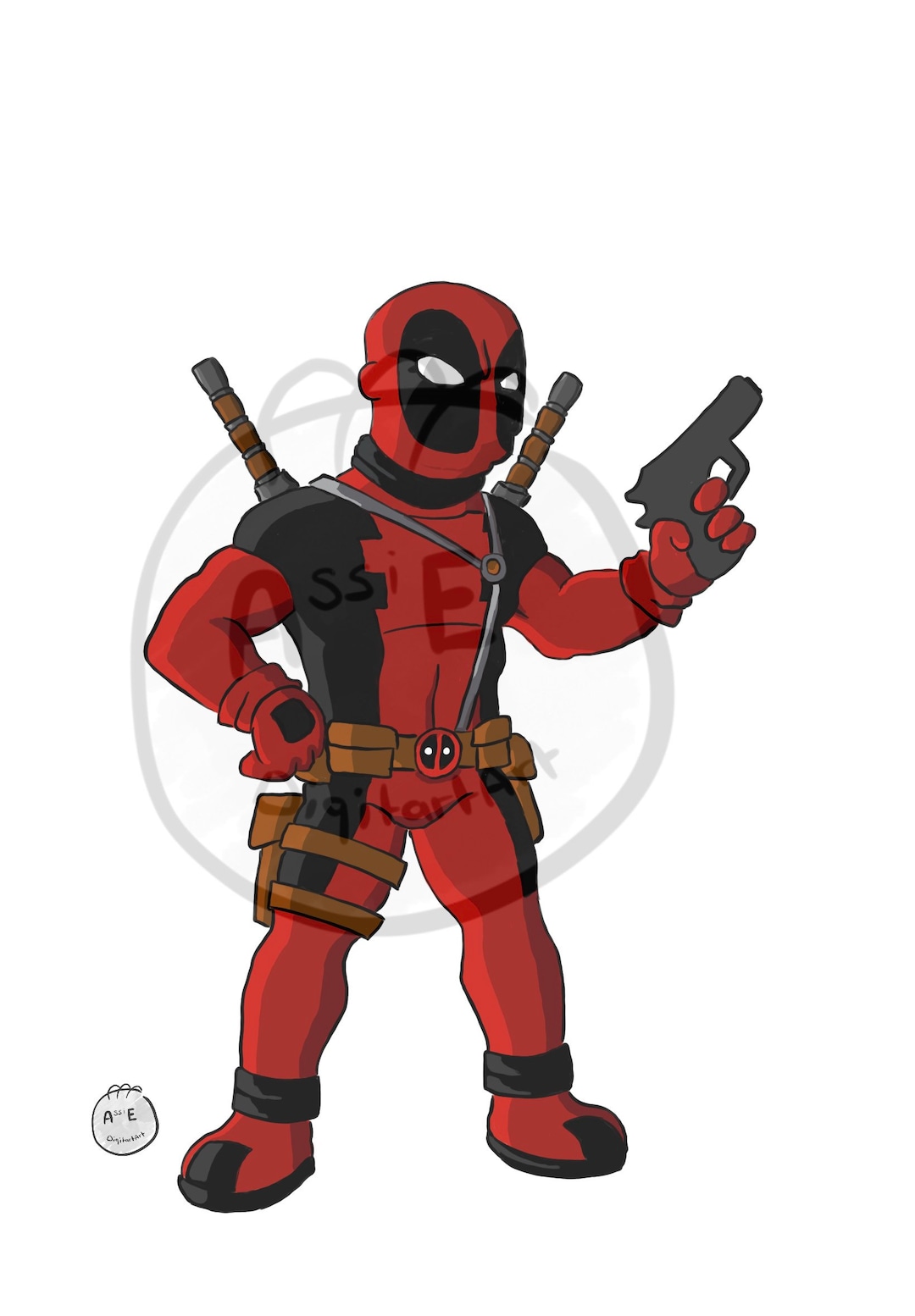 Deadpool Simpsons Style Digital Art - Etsy