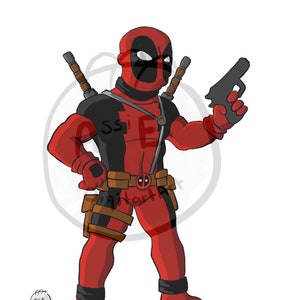 Deadpool Simpsons Style Digital Art - Etsy