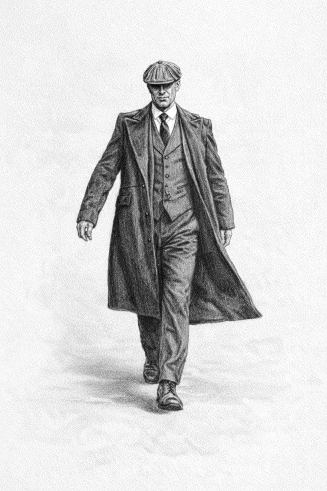 Vintage British Gangster Pencil Drawing – Classic Gentleman Wall Art ...