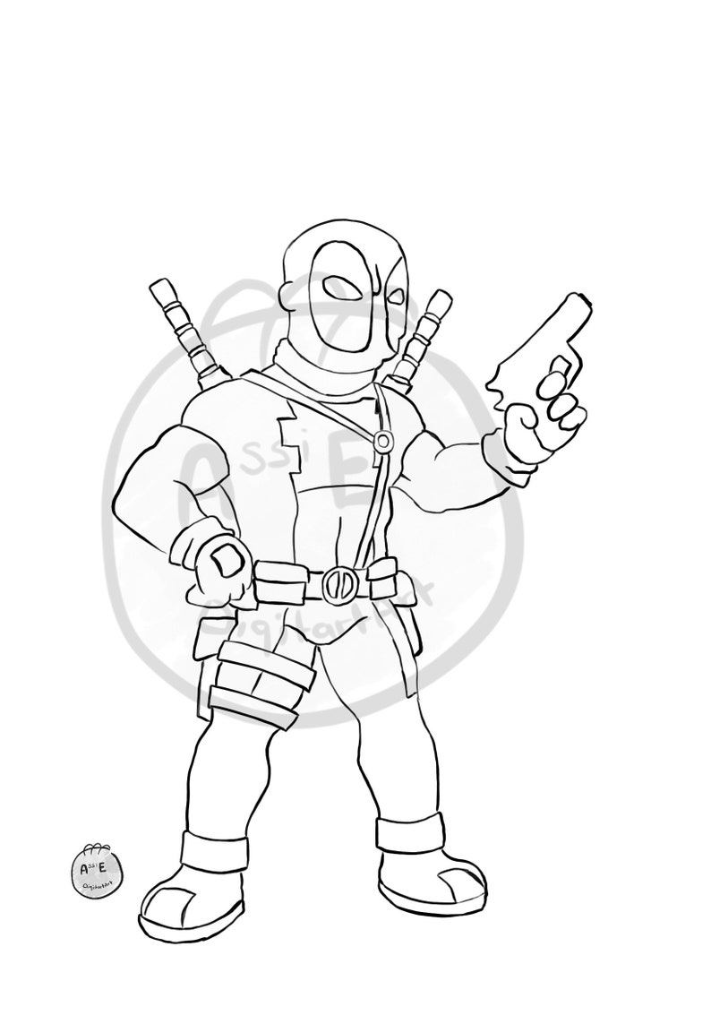 Deadpool Simpsons Style Digital Art - Etsy