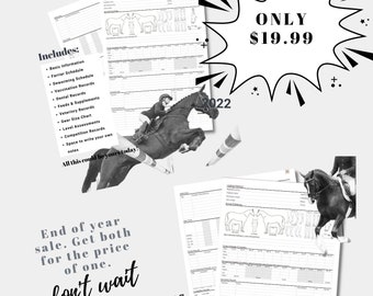 2023 Minimalist Mini Equine Planner Horse Records Horse Health Black ...