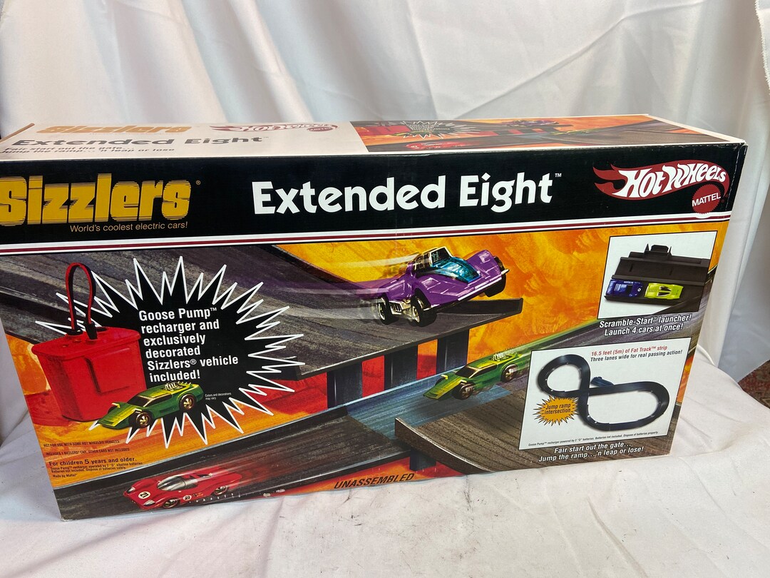 Mattel Hot Wheels Sizzlers Extended Eight Track Race Set W/ Goose Pump ...