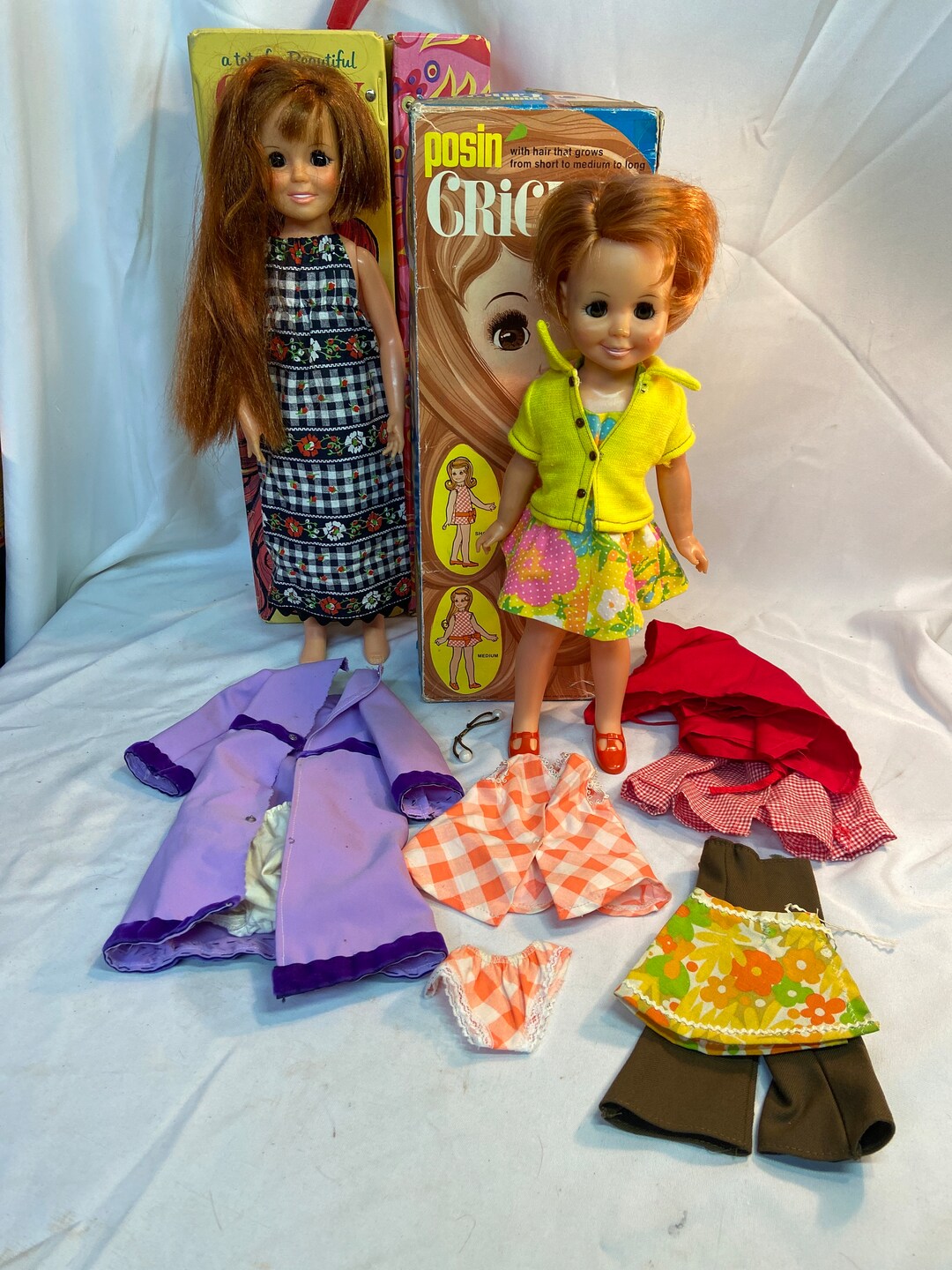 Vintage 1970s Ideal Crissy Cricket Growing Hair Dolls W/ Box Case ...