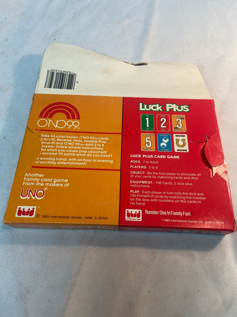 Vintage International Games UNO Luck Plus ONO 99 Card Games - Etsy