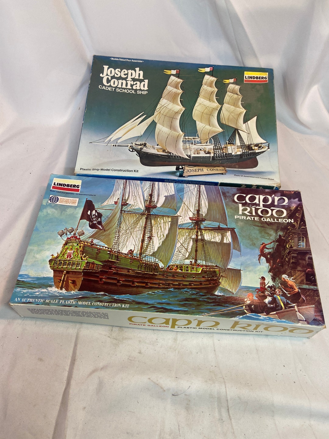 Vintage Lot Lindberg Model Kits Capn Kidd Pirate Galleon Joseph Conrad ...