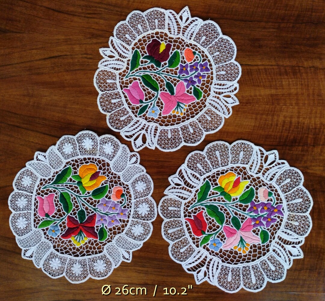 Handmade Vintage 10" Cutwork Embroidery Circle Doily, Richelieu ...