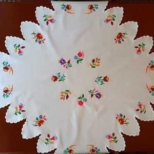 Hungarian Embroidery New, Handmade Square Tablecloth, Table Centerpiece ...