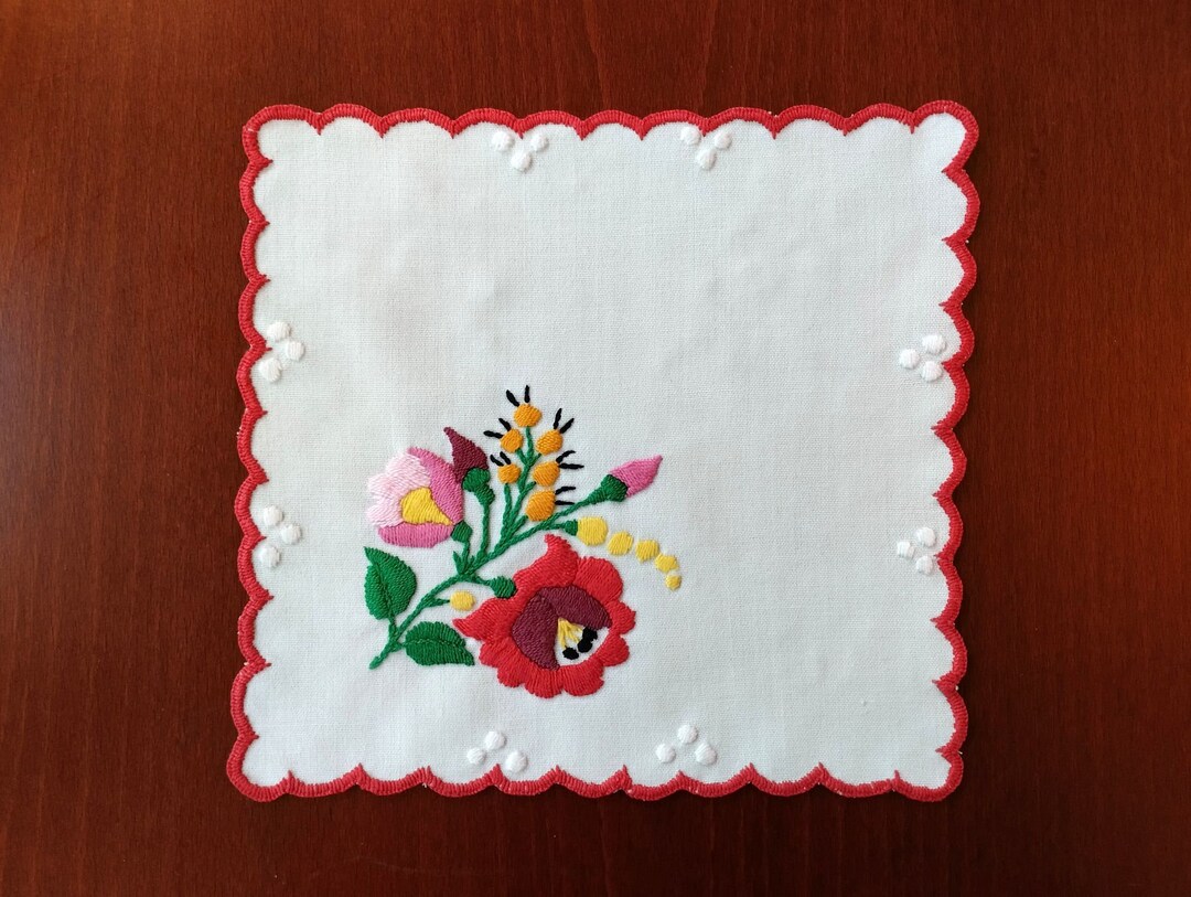 Hand-embroidered 8 Vintage Doily Napkin With Authentic - Etsy
